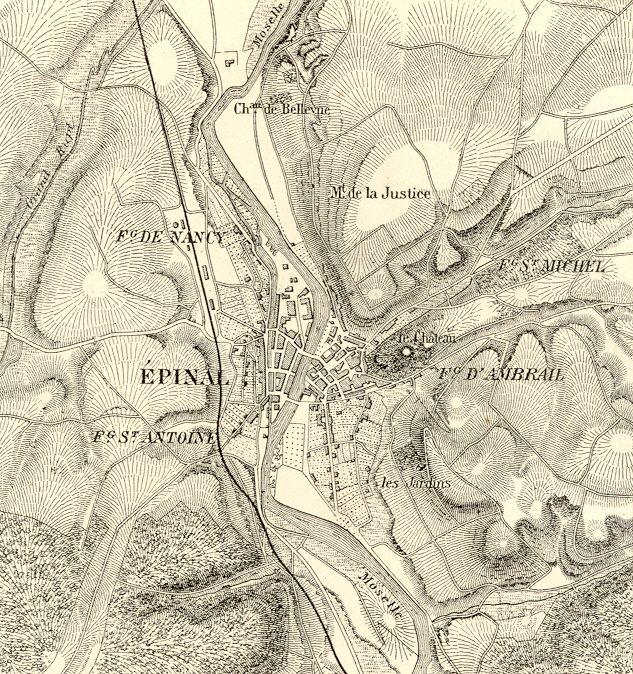 EPINAL,The Vosges,France,1800s Antique Map: Art / Affiche / Gravure ...