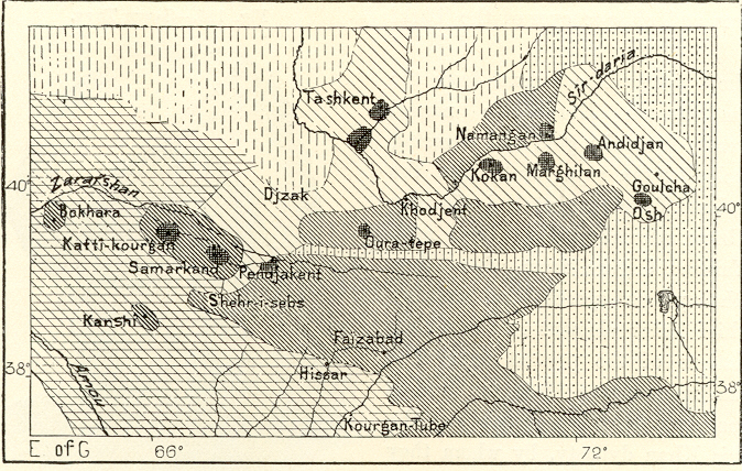 POPULATION OF FERGHANA,Asiatic Russian 1800s Antique Map: Art / Print ...