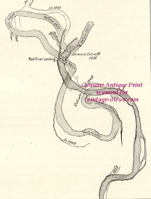 MISSISSIPPI CUTOFFS AT RED RIVER CONFLUENCE,1893 Map: Art / Print ...