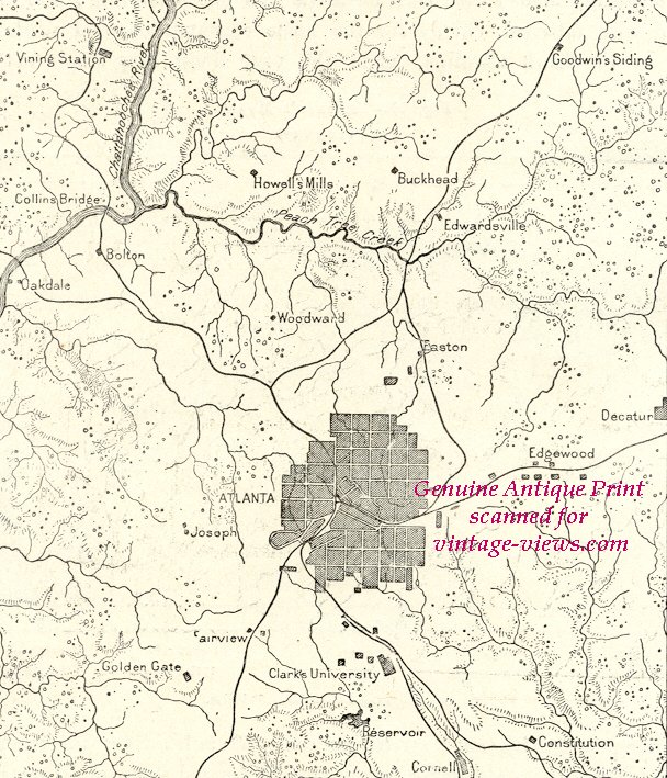 ATLANTA - GEORGIA ,1893 Historical Map: Art / Print / Poster | Artisans ...