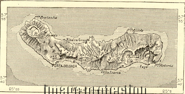SAN MIGUEL,TOPOGRAPHY OF AZORES,West African Islands: Art / Print ...