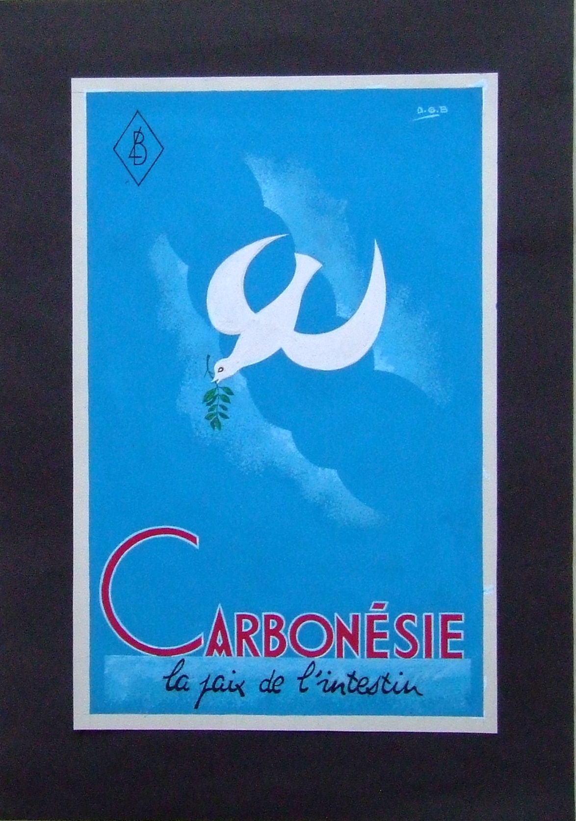 PROJET PUBLICITE MEDICAMENT CARBONESIE 1935 GOUACHE ORIGINALE | Barnebys