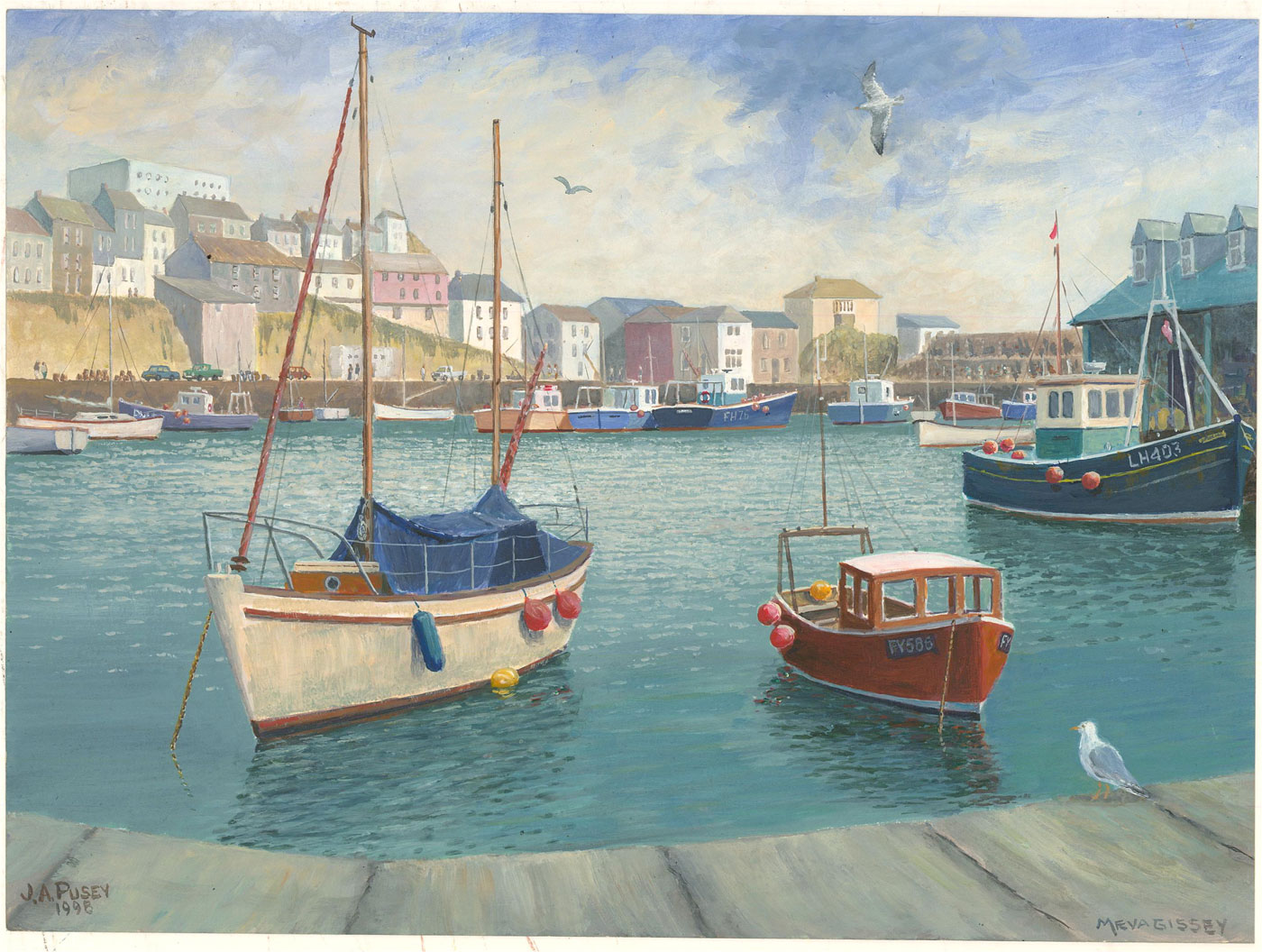 J.A. Pusey - Double-Sided 1998 Oil, Mevagissey and Falmouth von J.A ...