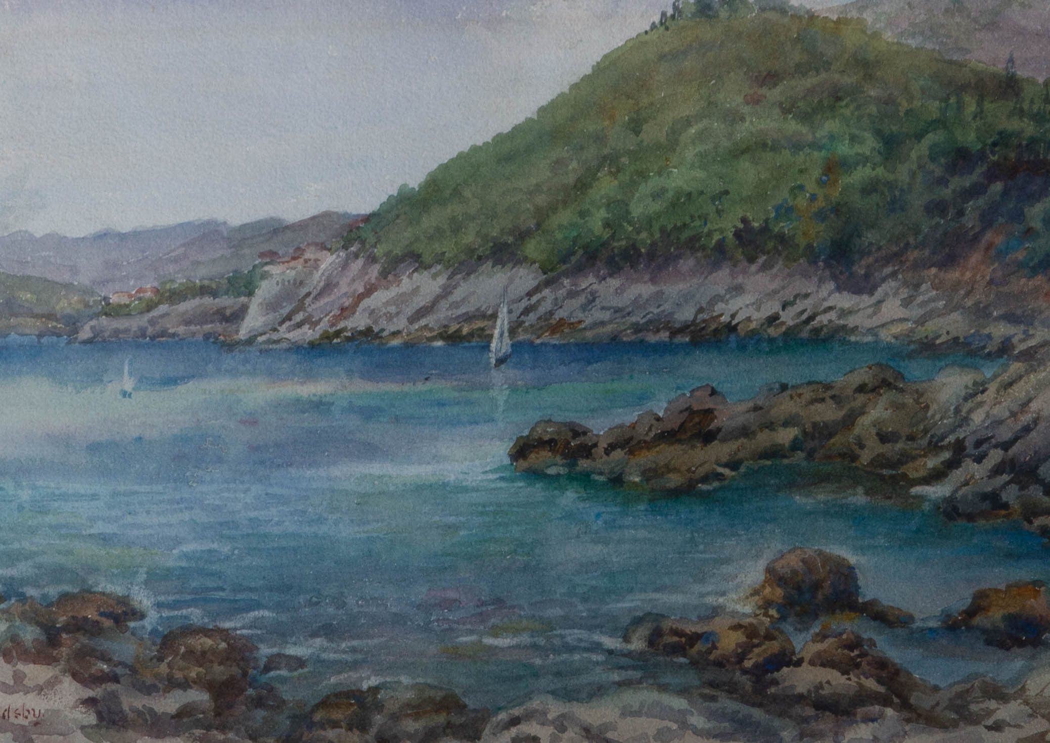 J. Gadsby - Early 20th Century Watercolour, Coastal Scene von J. Gadsby ...