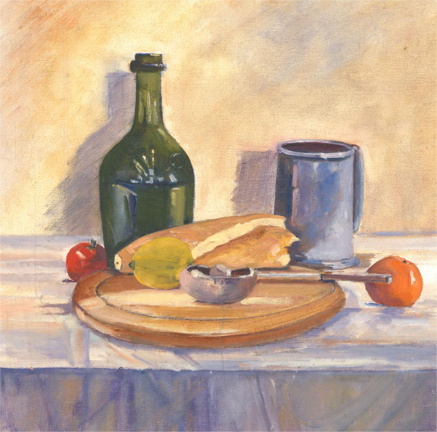 Contemporary Oil - Still Life with Bread Large (30-60cm),Realism,Still ...