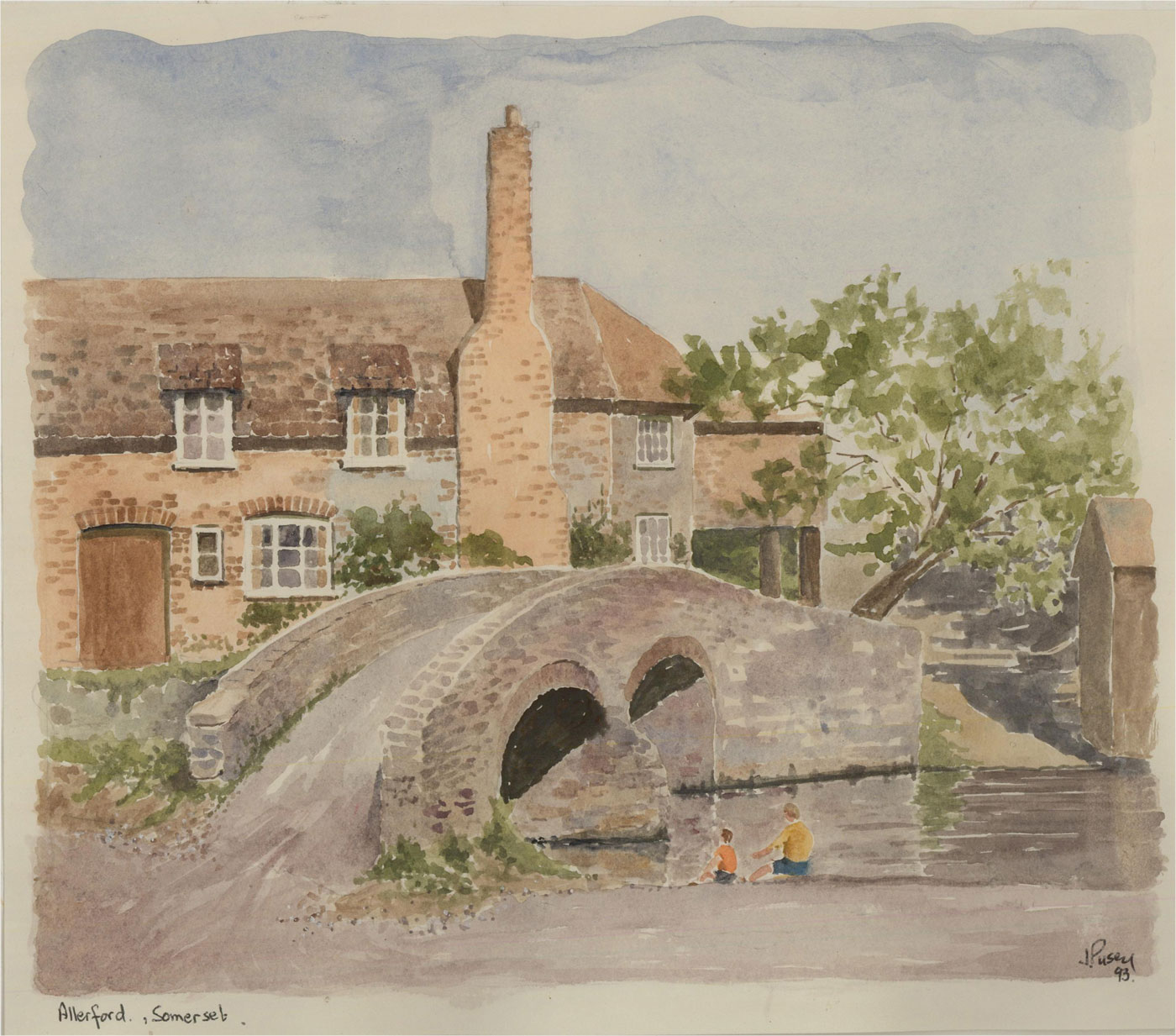 J.A. Pusey - 1993 Watercolour, Allerford, Somerset von J.A. Pusey ...