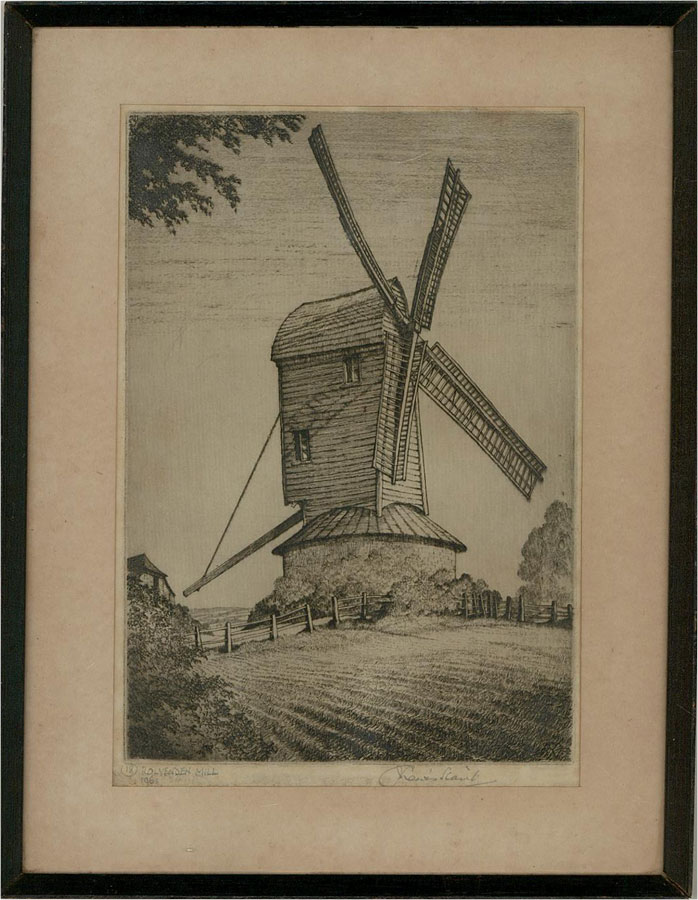 John Lewis Stant (1905-1964) - 1961 Etching, Rolvenden Windmill von ...