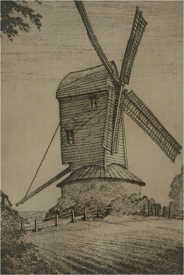 John Lewis Stant (1905-1964) - 1961 Etching, Rolvenden Windmill von ...