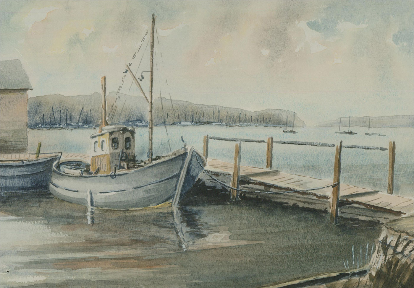 Ronald Carter - 20th Century Watercolour, Bembridge Harbour, Isle of ...