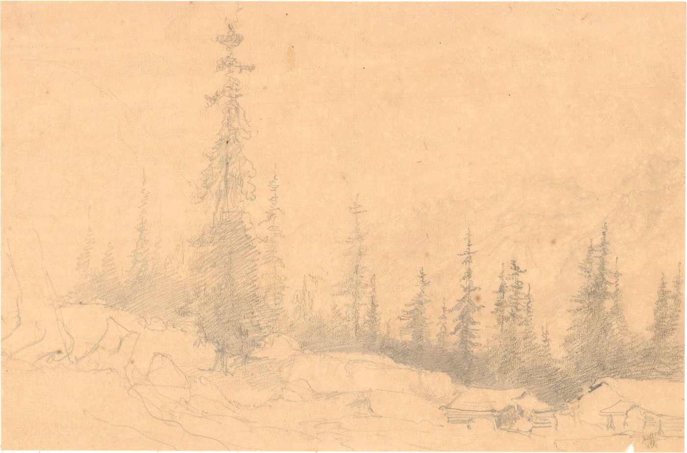 19th Century Graphite Drawing - Two Graphite Studies: Art / Print ...