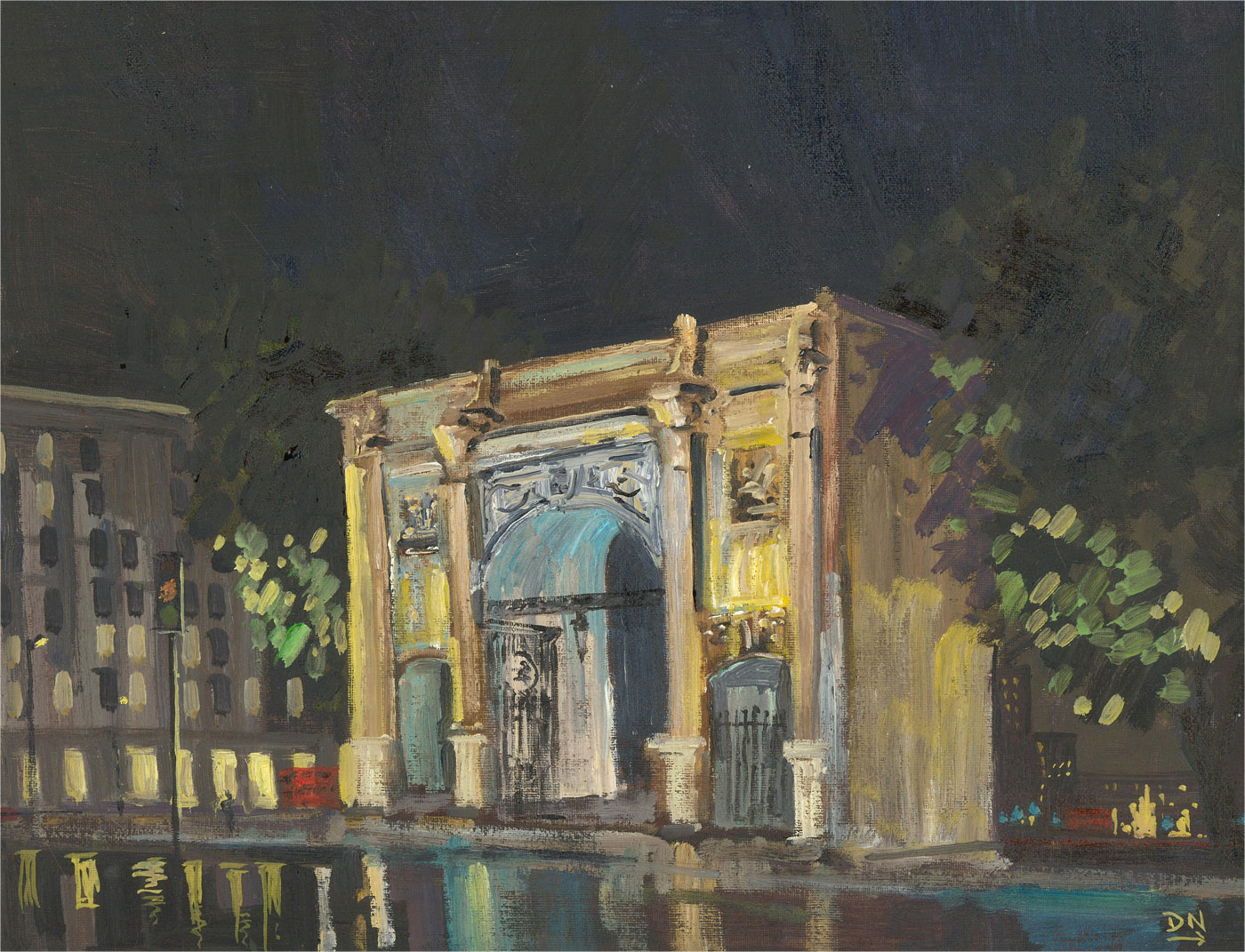 Daniel Nichols - 2020 Oil, Marble Arch at Night by Daniel Nichols ...