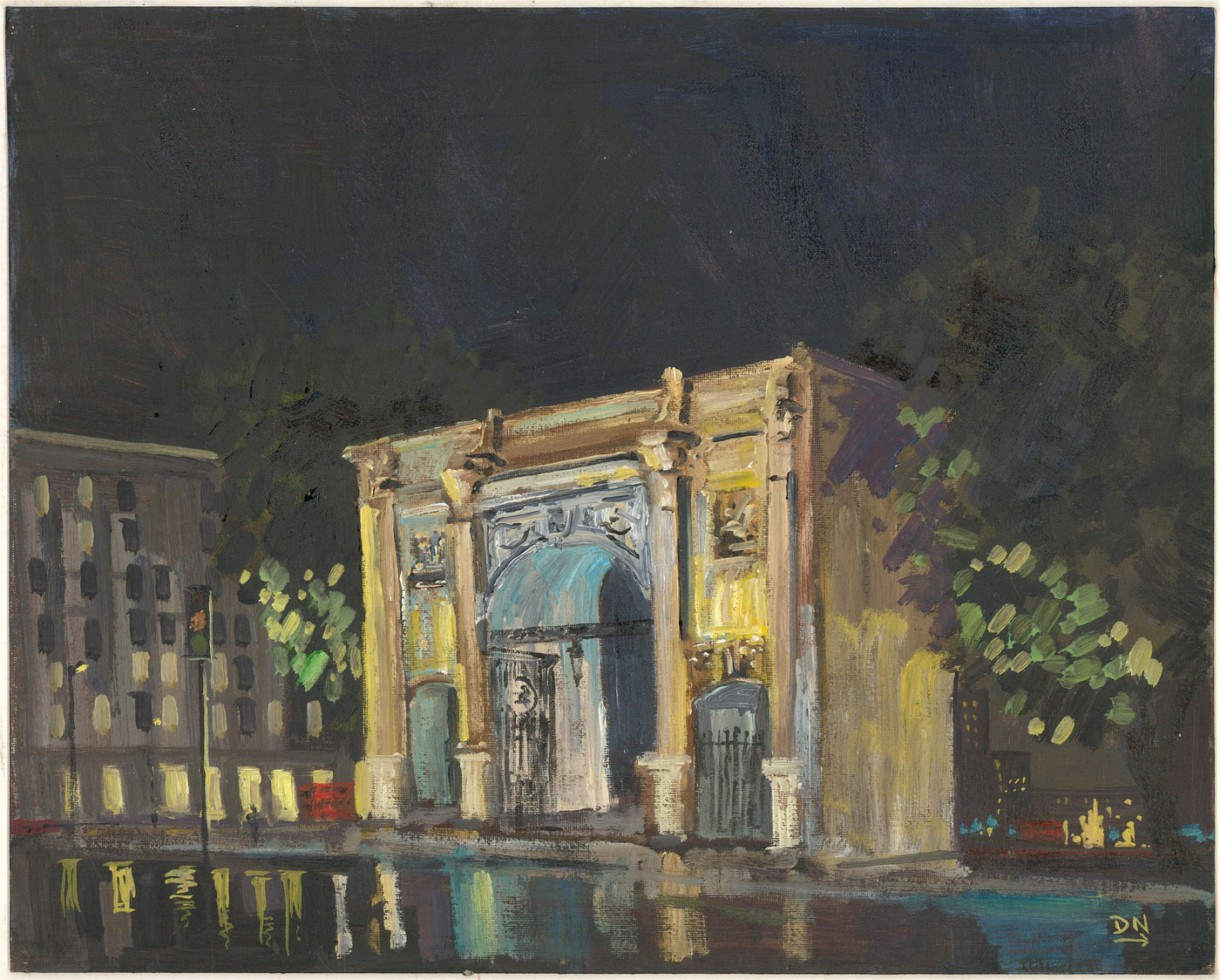 Daniel Nichols - 2020 Oil, Marble Arch at Night by Daniel Nichols ...
