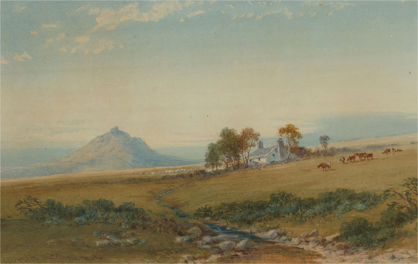 Philip Mitchell RI (1814-1896) - Watercolour, Brent Tor from Black Down ...