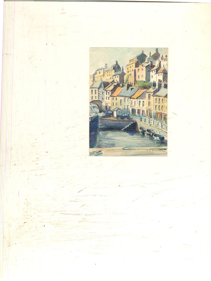 J.A. Mackay - 20th Century Watercolour, Coastal Town Scene by J.A ...