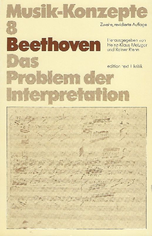 Beethoven. Das Problem der Interpretation von Metzger, Heinz-Klaus und ...