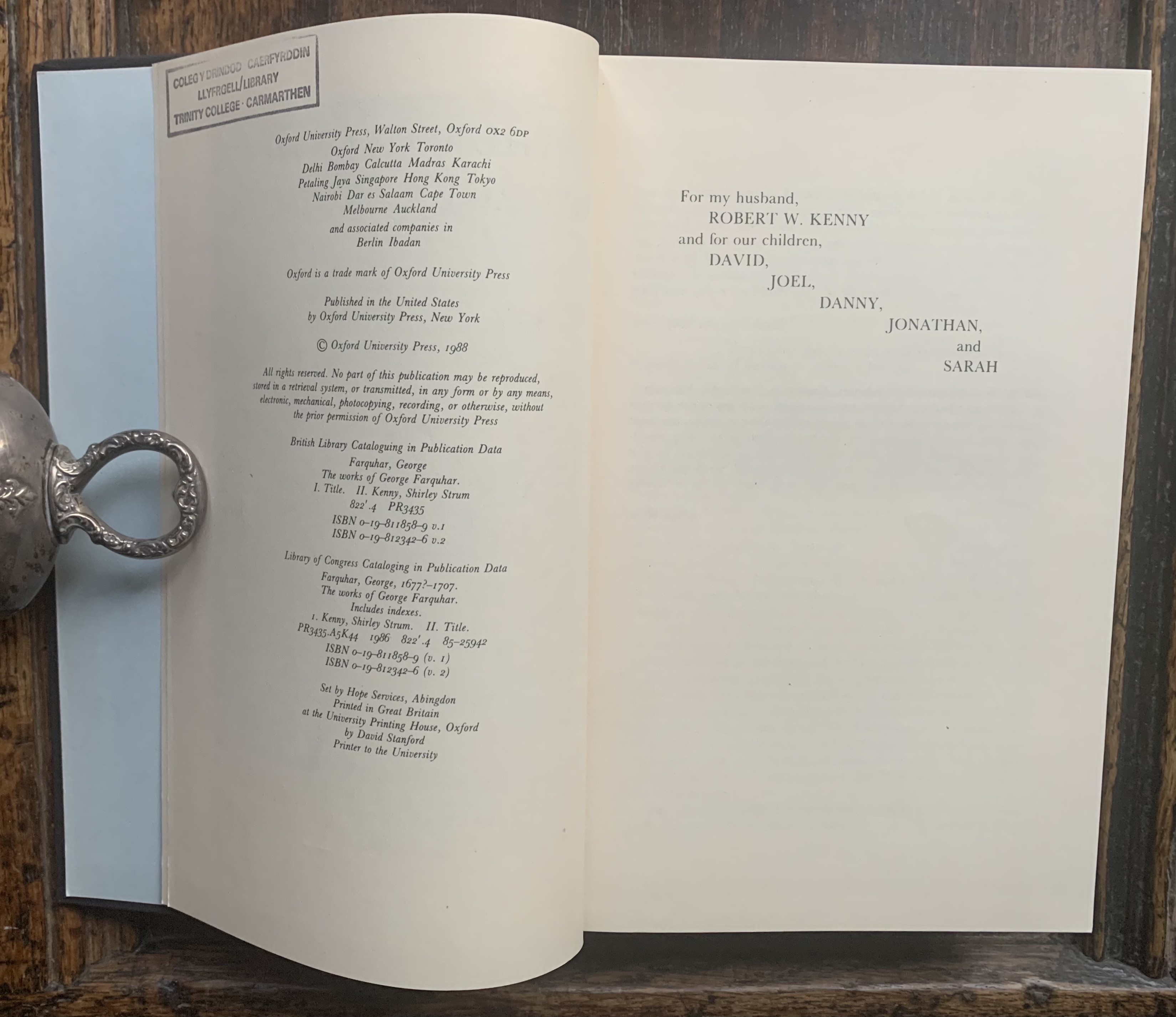 The Works of George Farquhar. Edited in two volumes by Shirley Strum ...