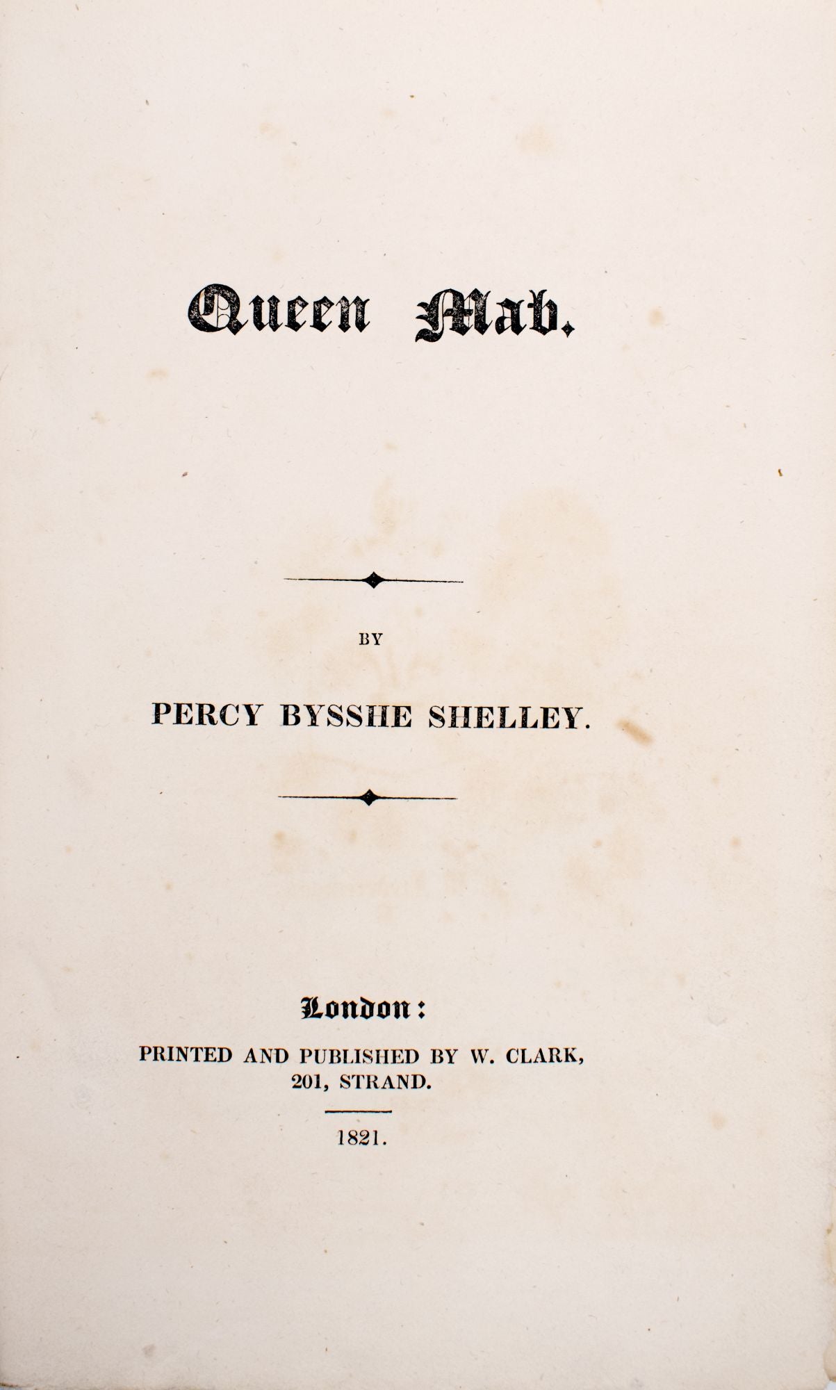 Queen Mab by Shelley, Percy Bysshe (1792-1822): 182, [4] pp. 1 vols ...