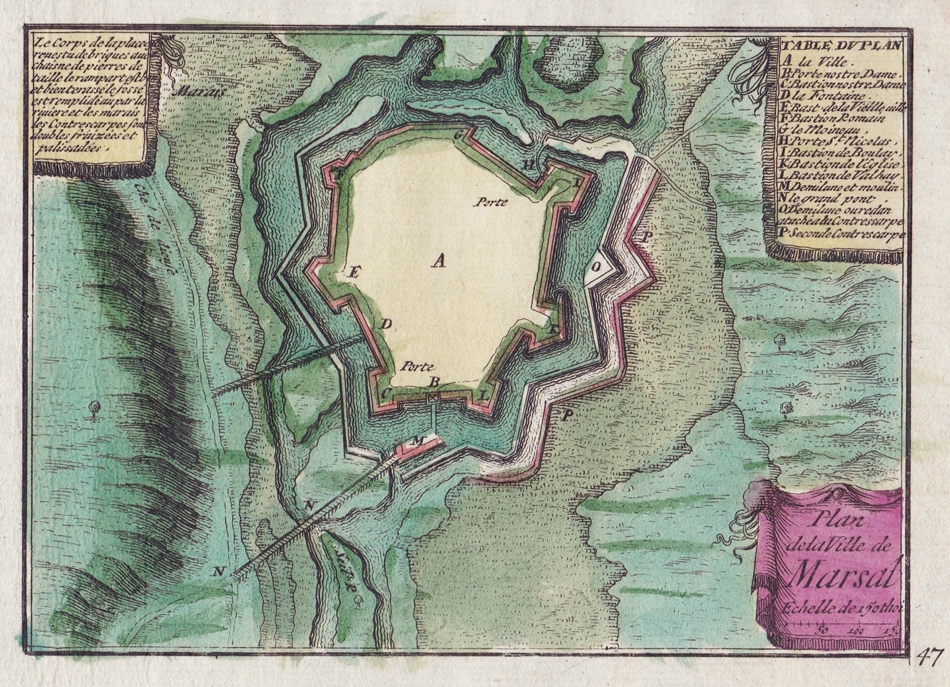 Plan de la Ville de Marsal" - Marsal Moselle Lorraine gravure carte map ...