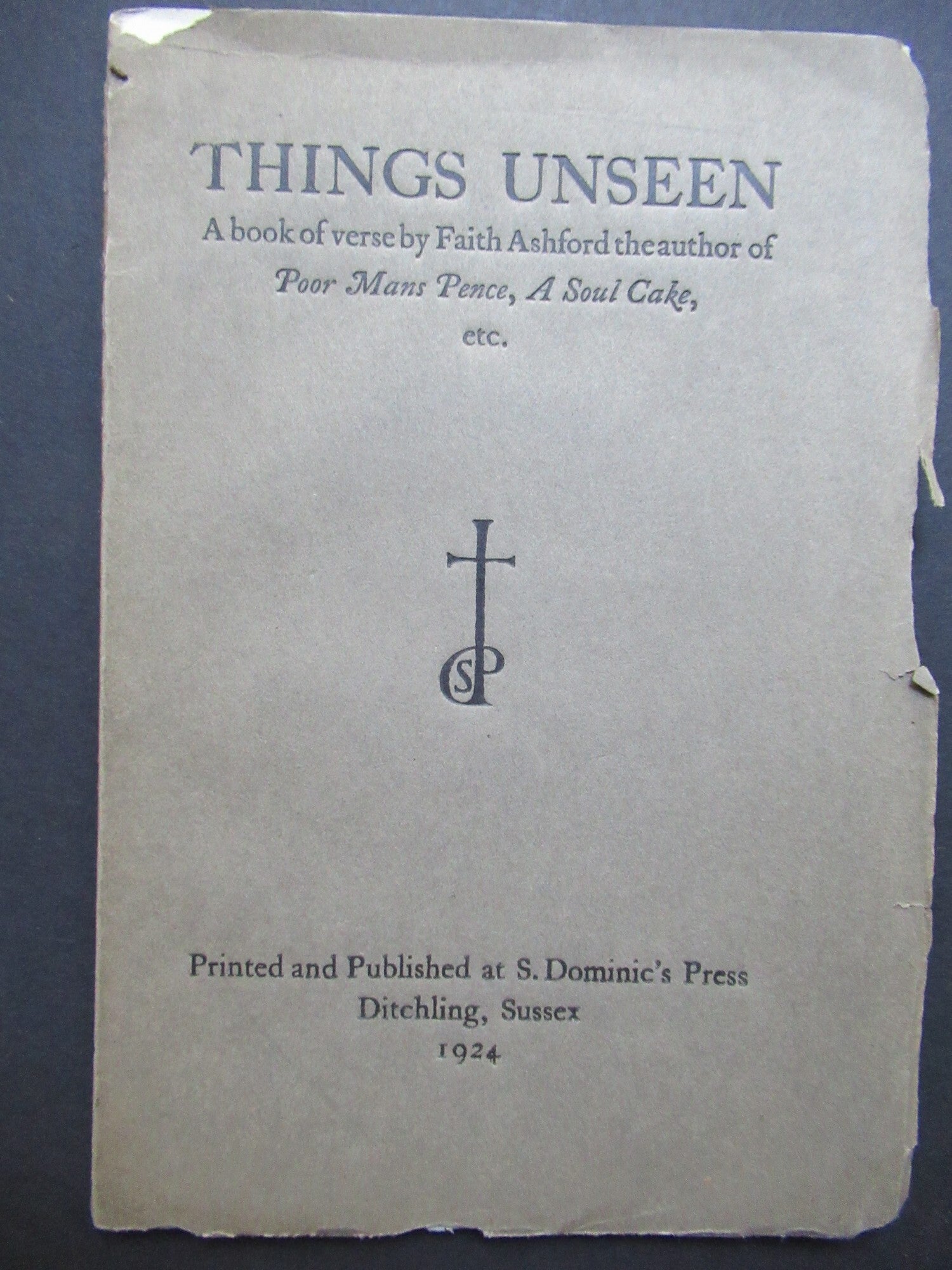 THINGS UNSEEN, A book of verse by Ashford, Faith: (1924) | First Folio ...