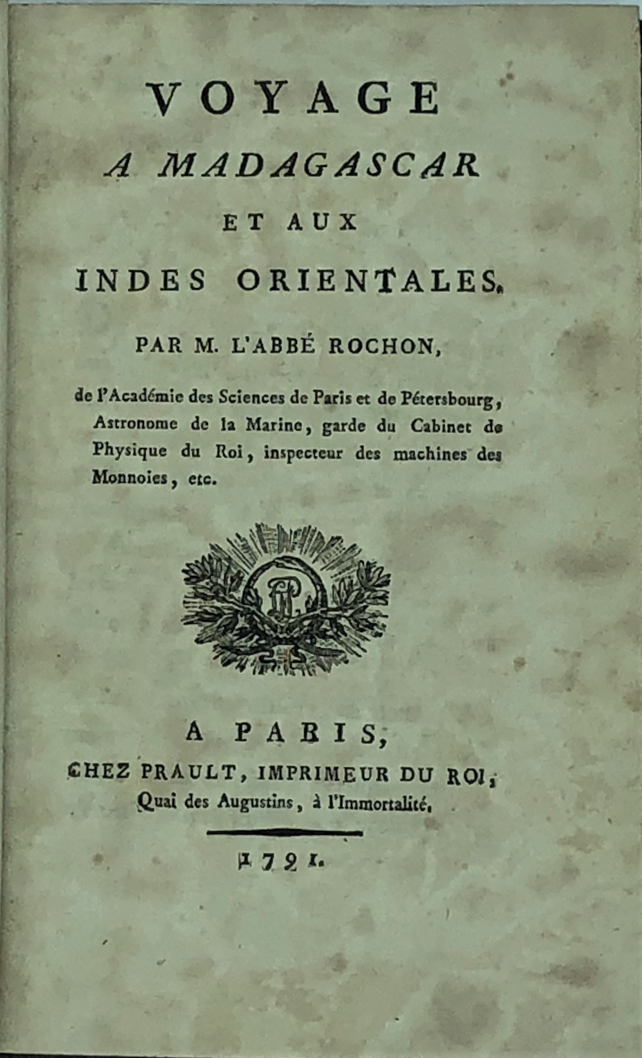 Voyage à Madagascar et aux Indes Orientales. by ROCHON (Alexis-Marie de ...