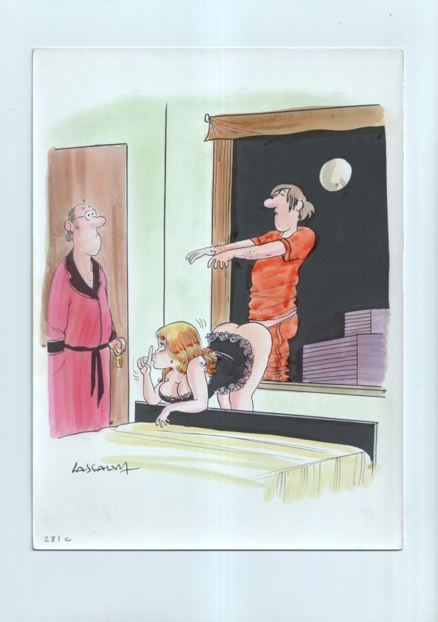 Cartulina con ilustracion de Lassalvy (numerado 89 en trasera): Cómic ...