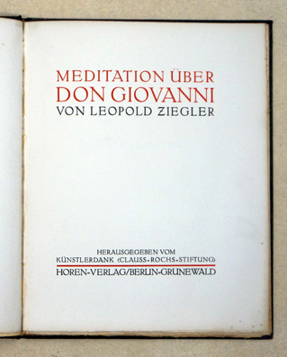 Meditationen über Don Giovanni. Aus dem Englischen (handschriftliche ...