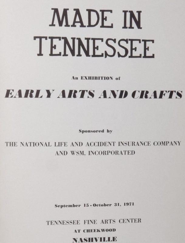 Made In Tennessee: An Exhibition of Early Arts and Crafts by Beasley ...