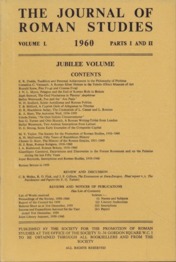 The Journal of Roman Studies. Vol. 50. Parts I and II. von Society of ...