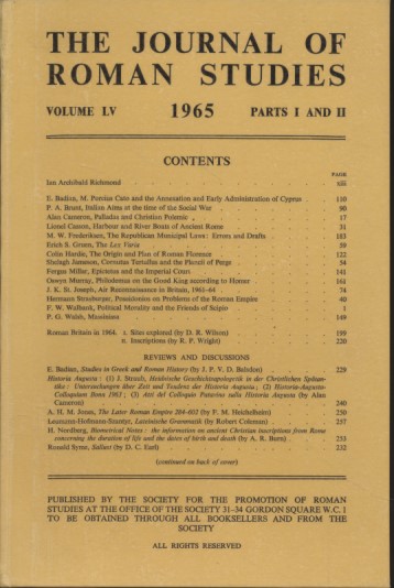The Journal of Roman Studies. Vol. 55. Parts I and II. von Society of ...