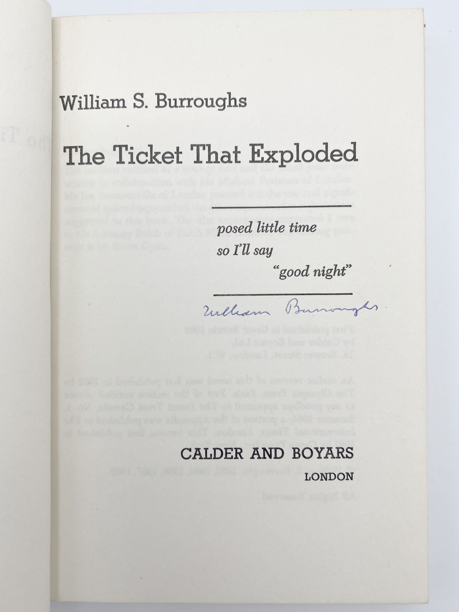The Ticket that Exploded by BURROUGHS, William S.: (1968) Signed by ...