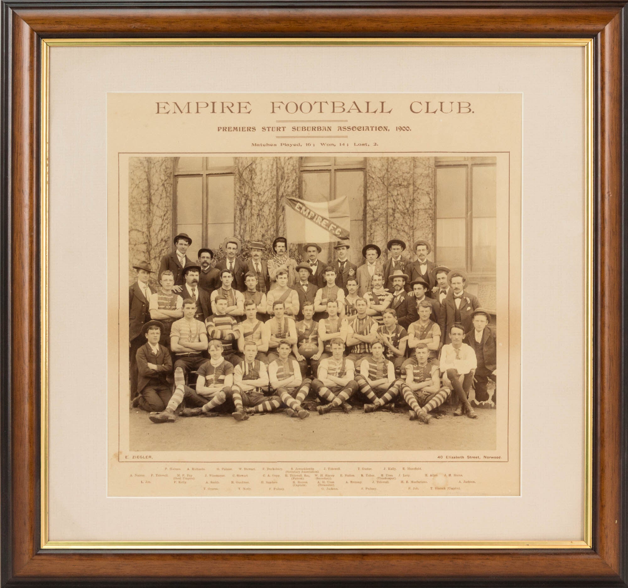 A vintage photograph of the 'Empire Football Club. Premiers Sturt ...