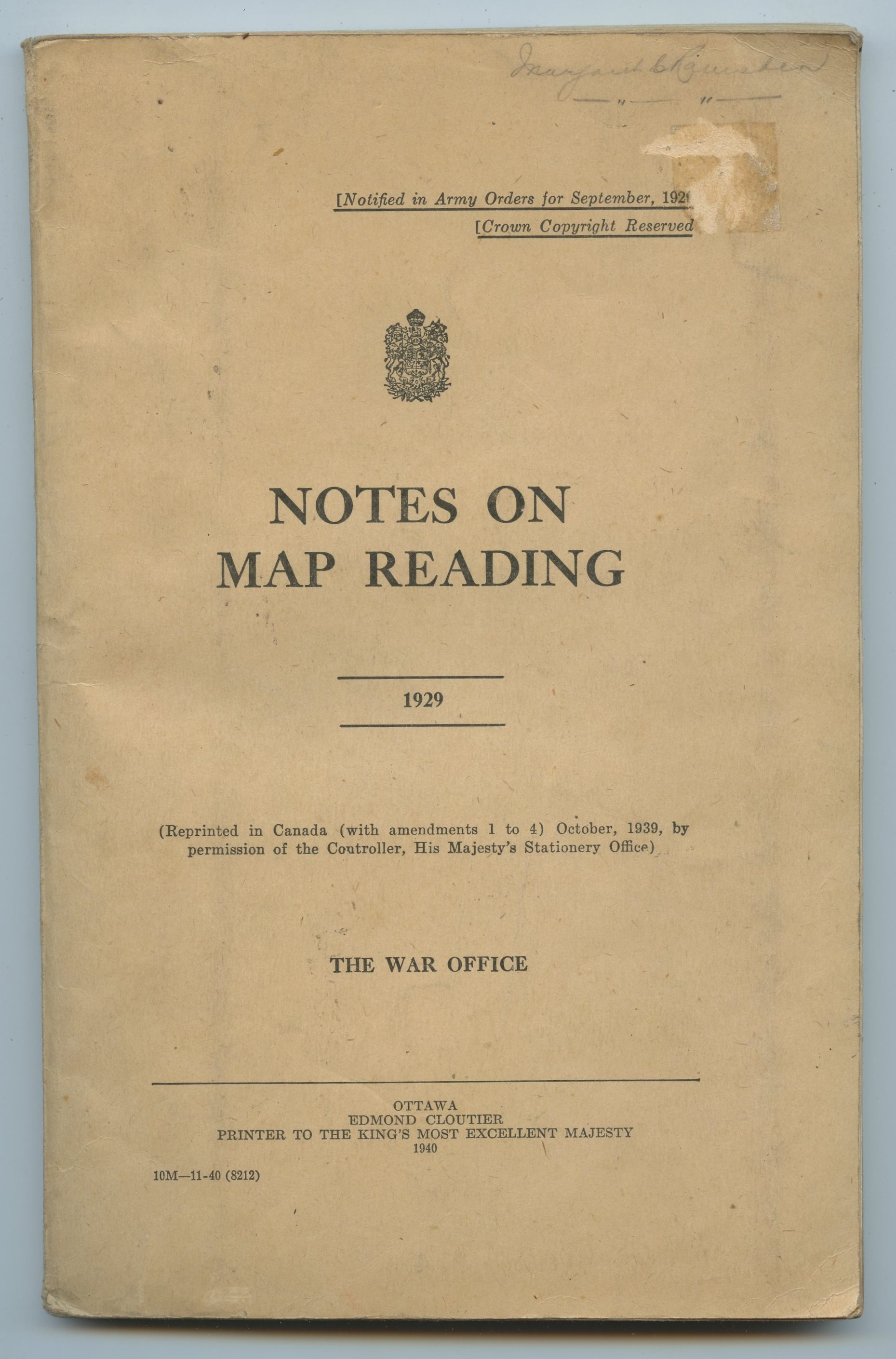 Notes on Map Reading, 1929 von The War Office: Good Softcover (1940 ...