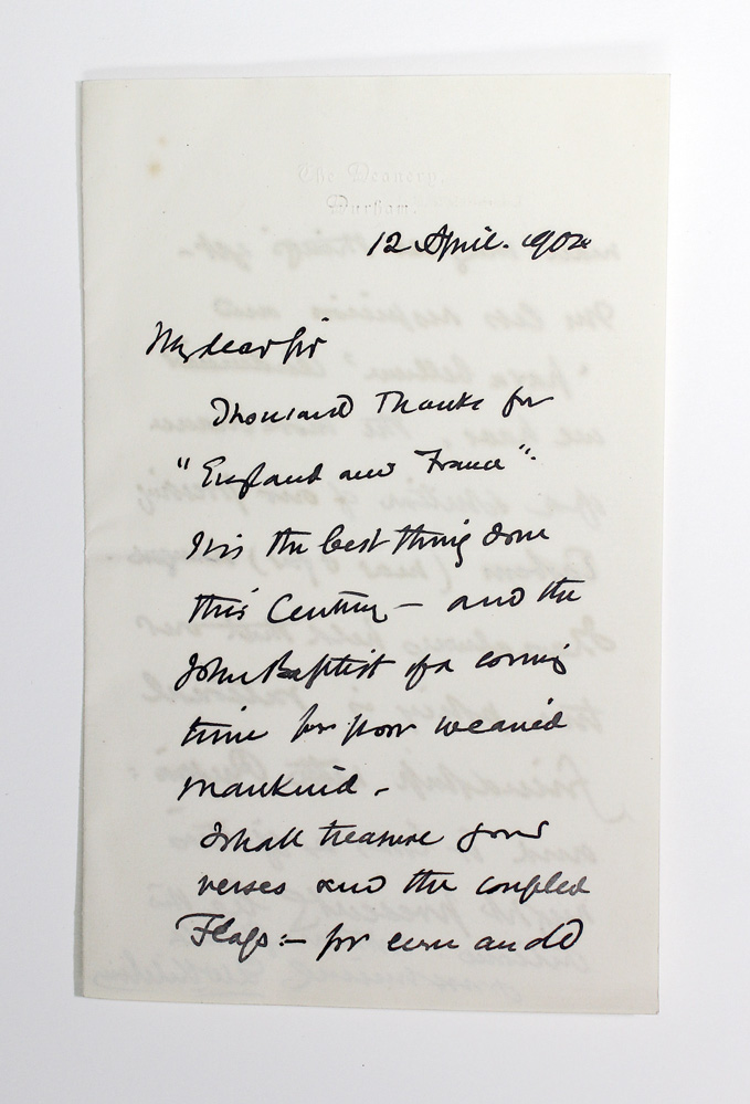 Original Signed Letter by George William Kitchin Dean of Durham von ...