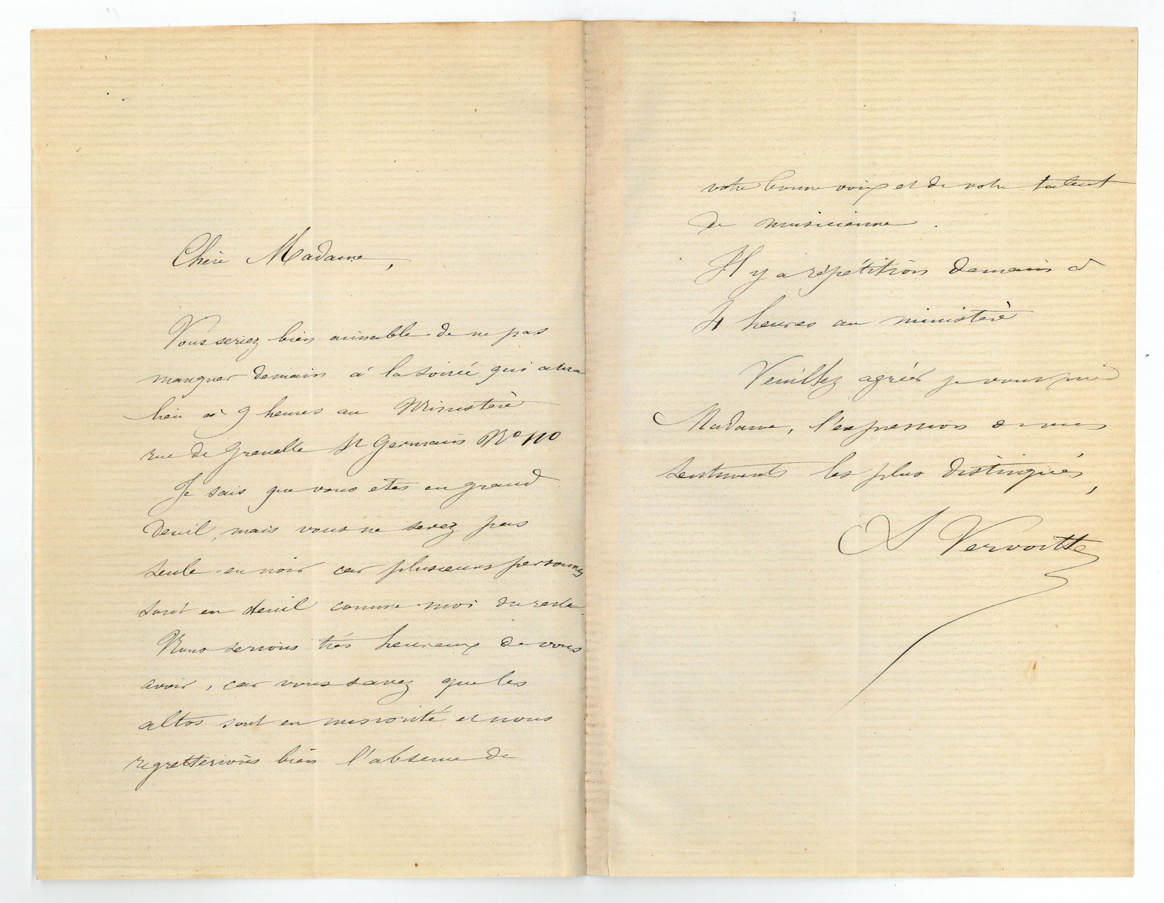 2 autograph letters signed. by Vervoitte, Charles, French composer ...