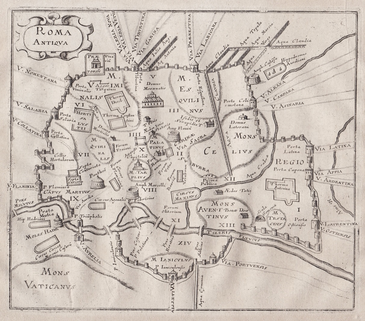 "Roma Antiqua" - Roma Rome Rom Plan map Karte Briet | Barnebys
