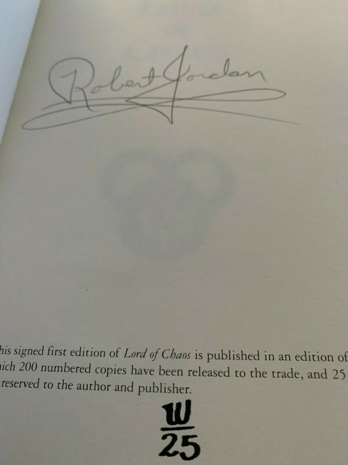 Lord of Chaos, Limited Edition, Lettered, Signed by Robert Jordan: Fine ...