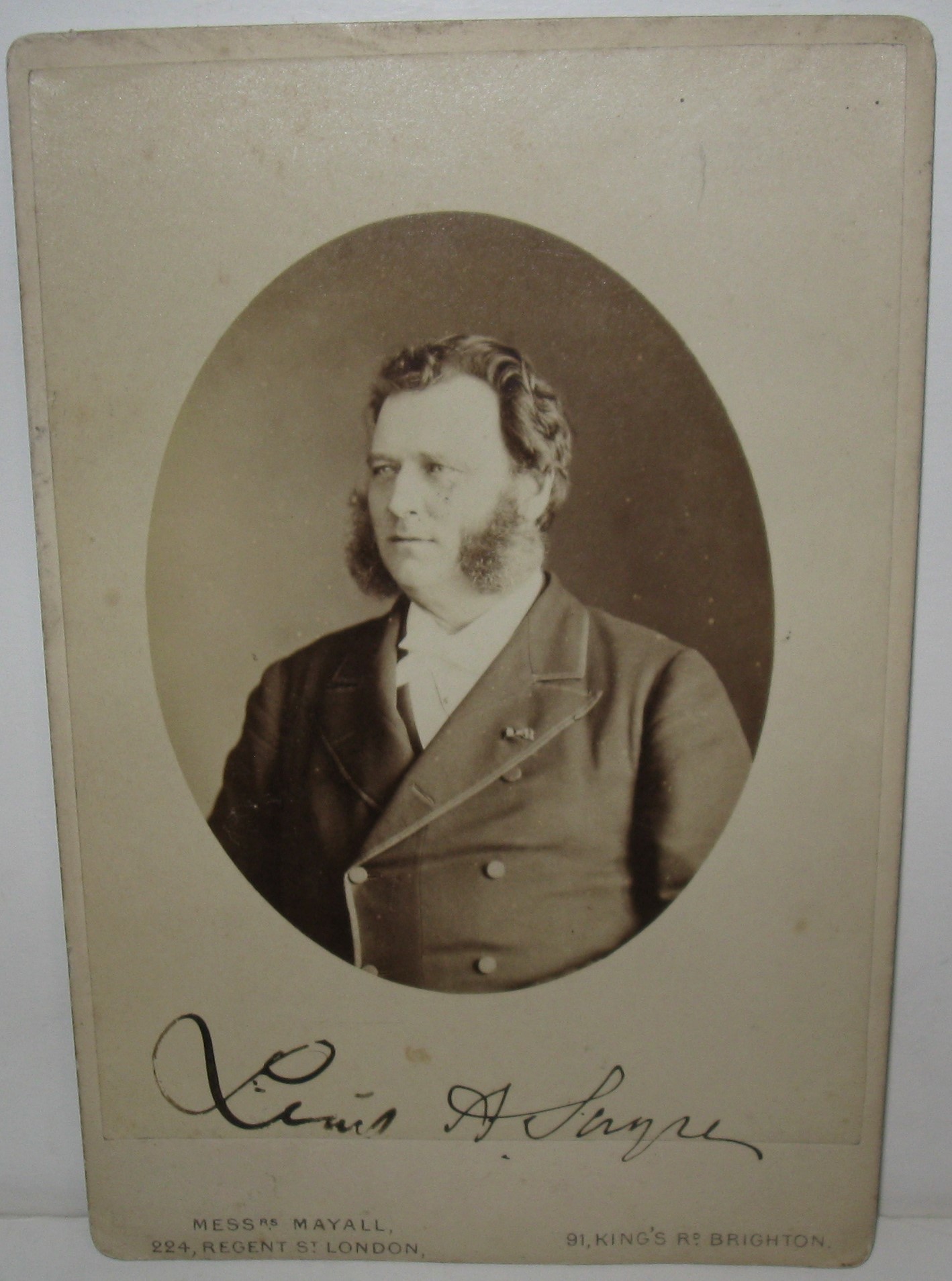 Cabinet Photo, SIGNED BY LEWIS A. SAYRE. Photographer: Mayall, 224 ...