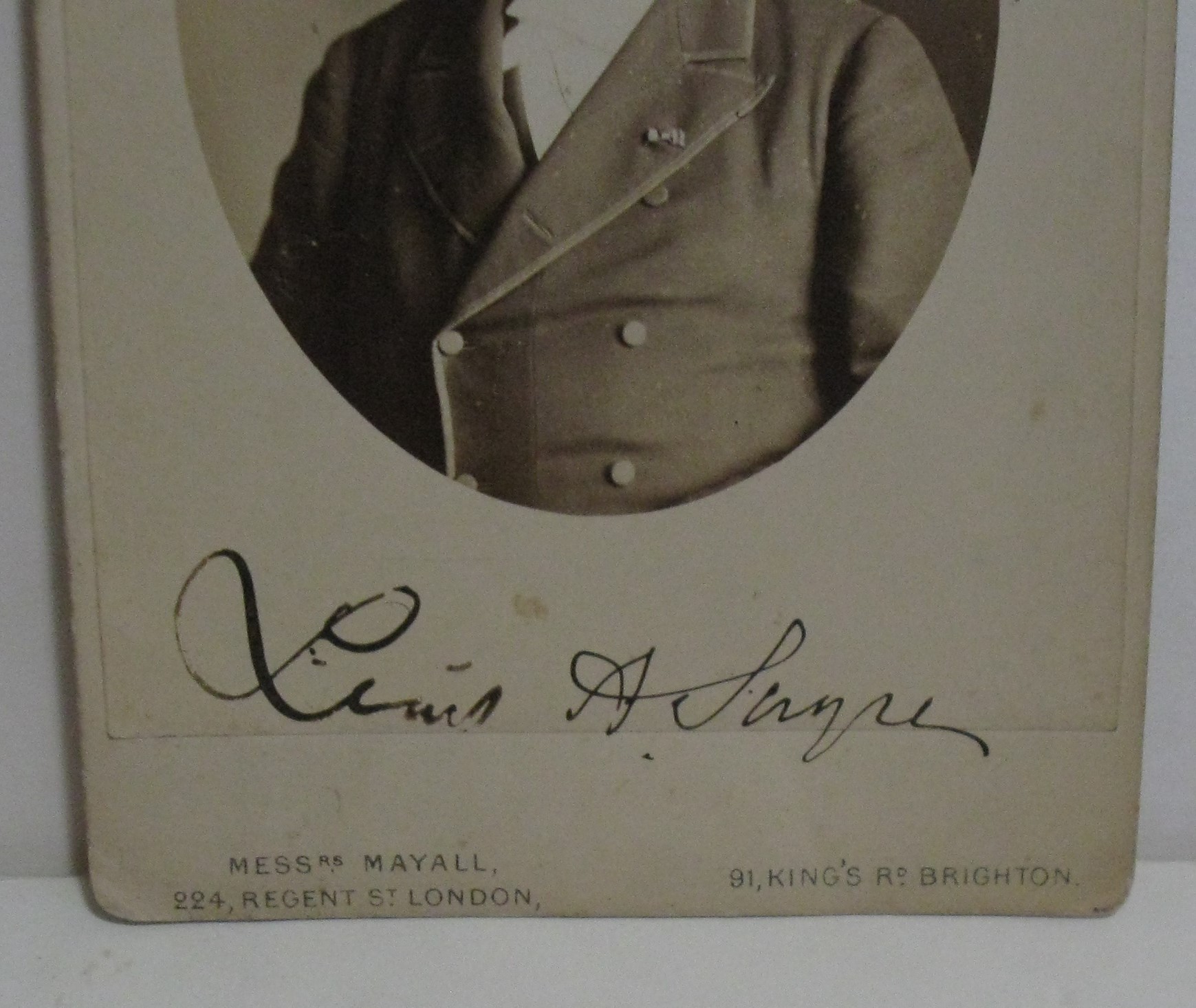 Cabinet Photo, SIGNED BY LEWIS A. SAYRE. Photographer: Mayall, 224 ...