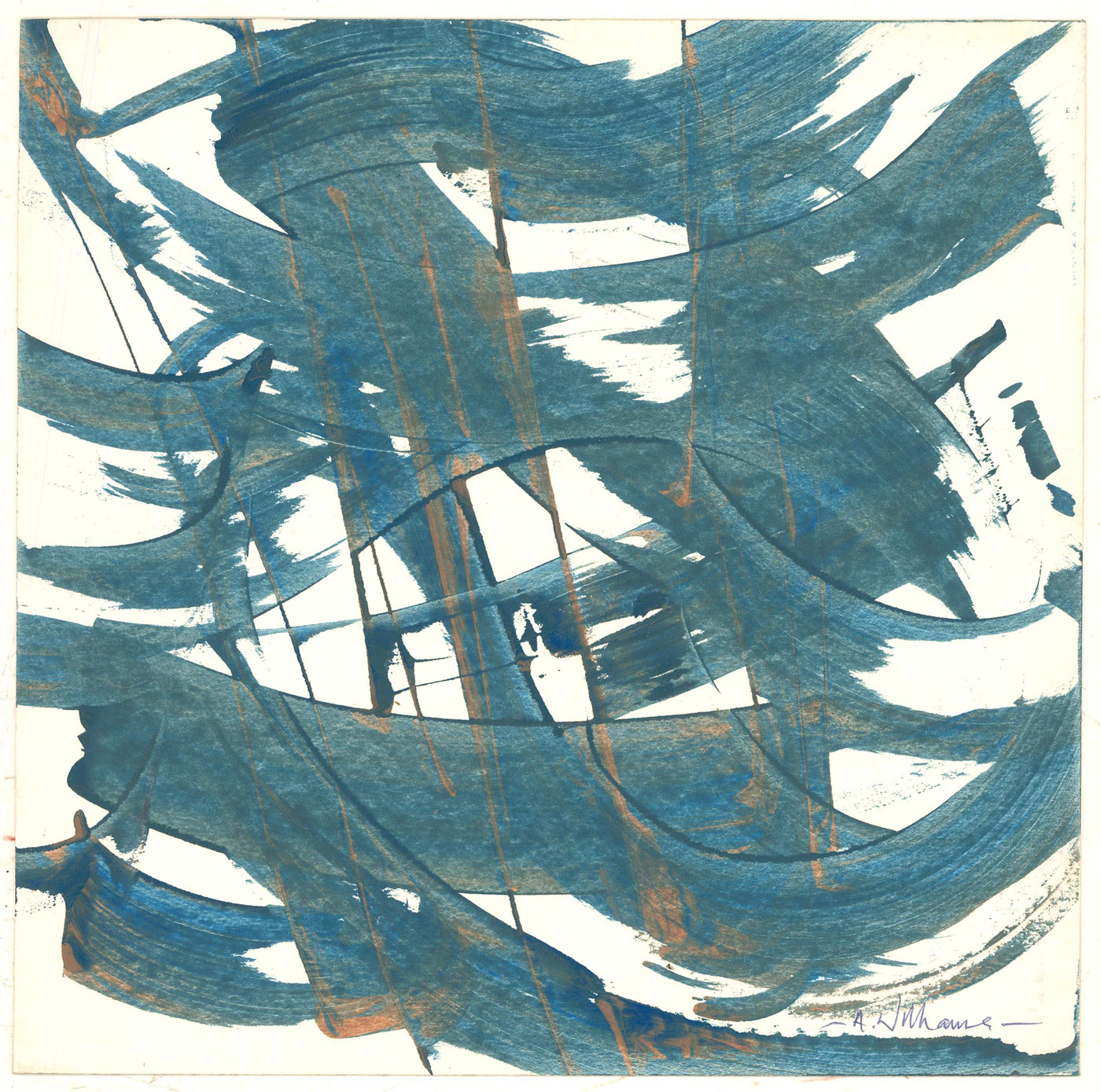 A. Williams - 20th Century Acrylic, Blue Wave by A. Williams: Signed by ...