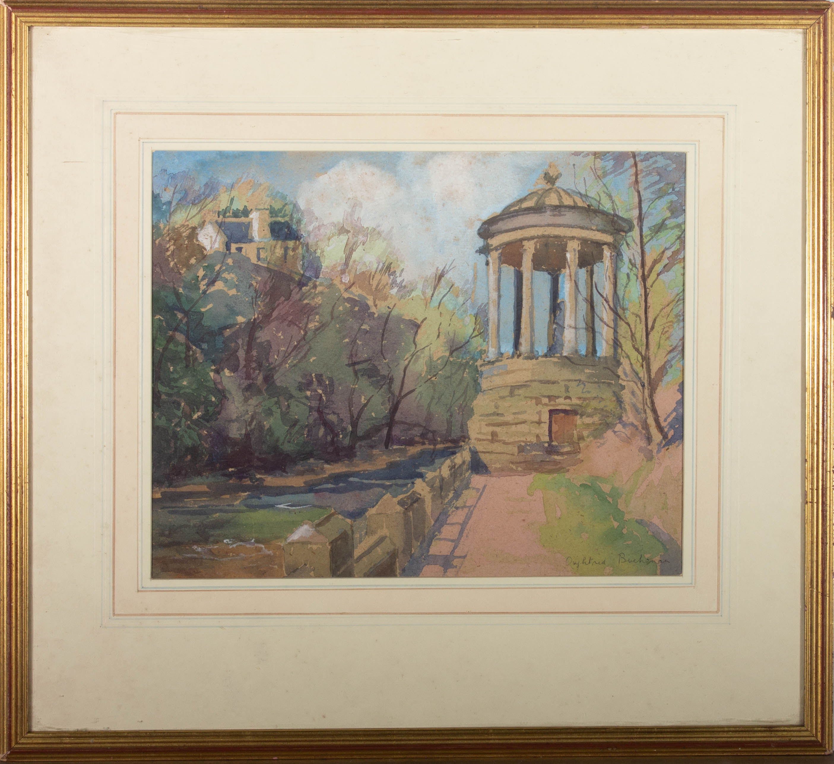 Buchanan - Early 20th Century Watercolour, Riverside Rotunda von ...
