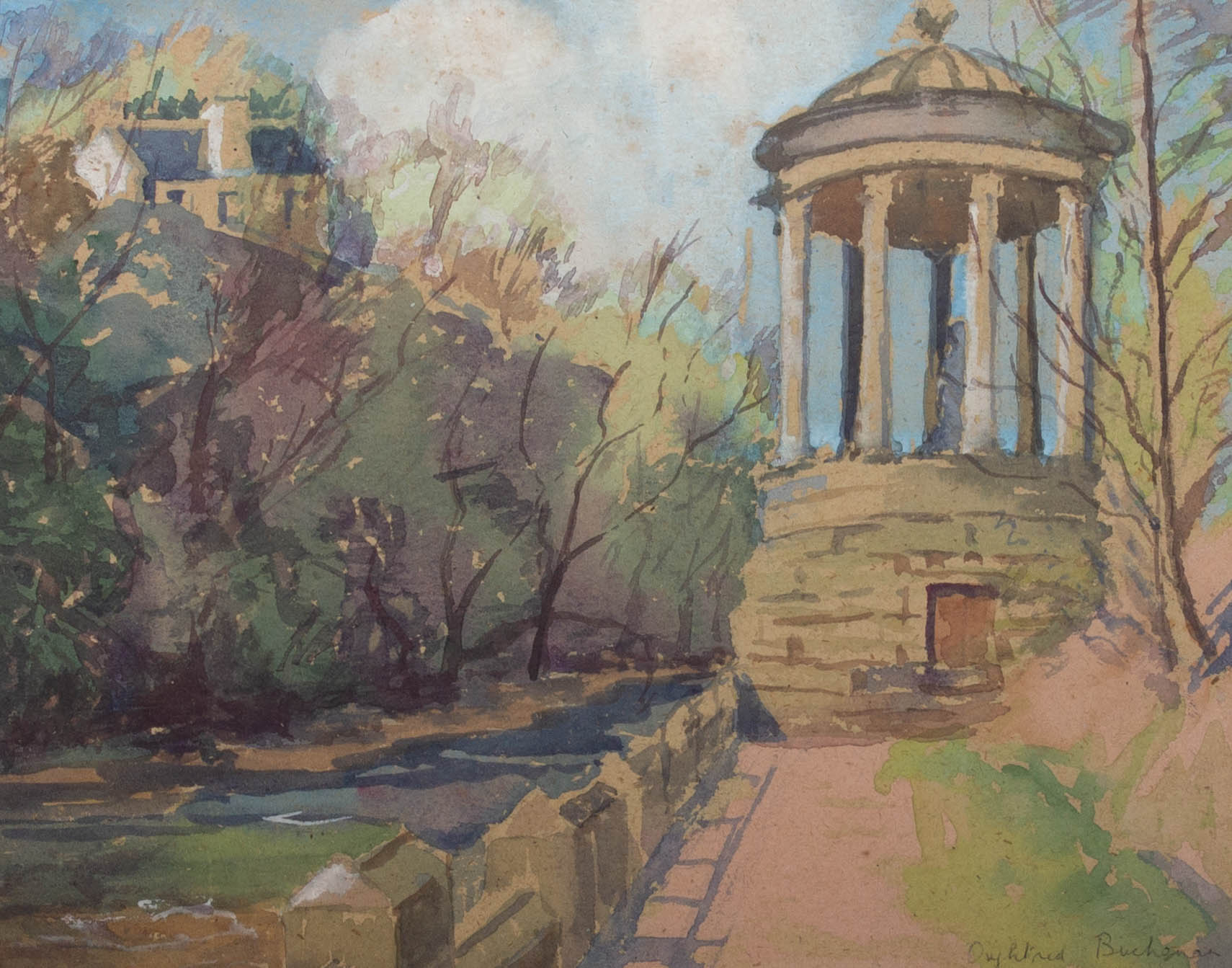 Buchanan - Early 20th Century Watercolour, Riverside Rotunda von ...
