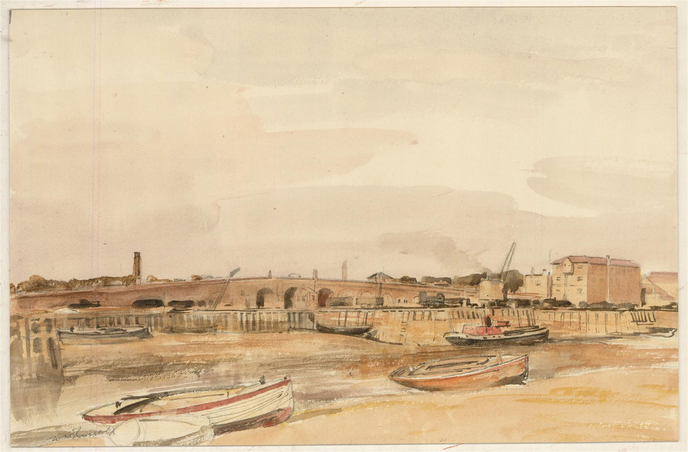 Sir Walter Westley Russell CVO RA (1867-1949) - Watercolour, Harbour at ...