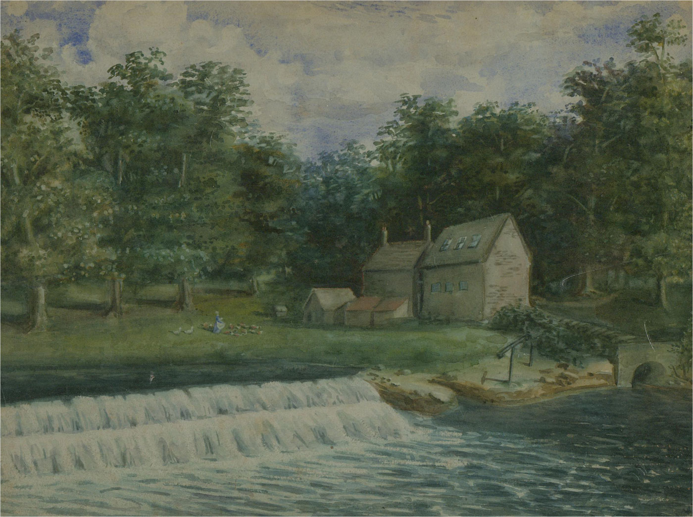 A. Wilson - 20th Century Watercolour, By the Weir by A. Wilson: Signed ...