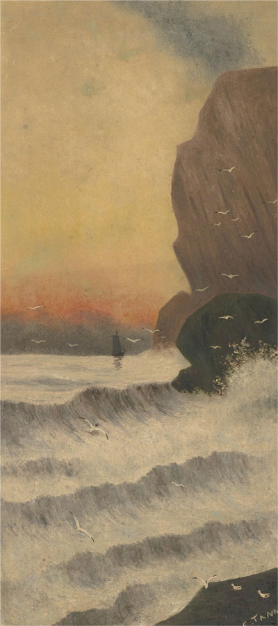E. Tanner - Early 20th Century Oil, Cliffs and Splashing Waves by E ...