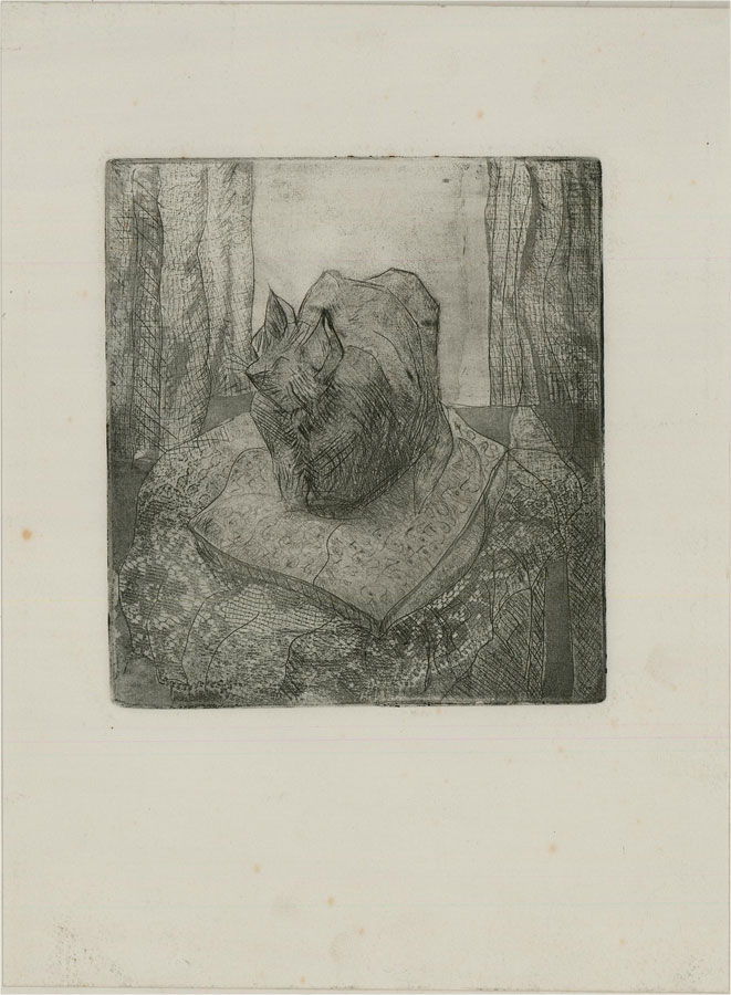 Jennifer Anderson - 20th Century Etching, Comfy Cat by Jennifer ...