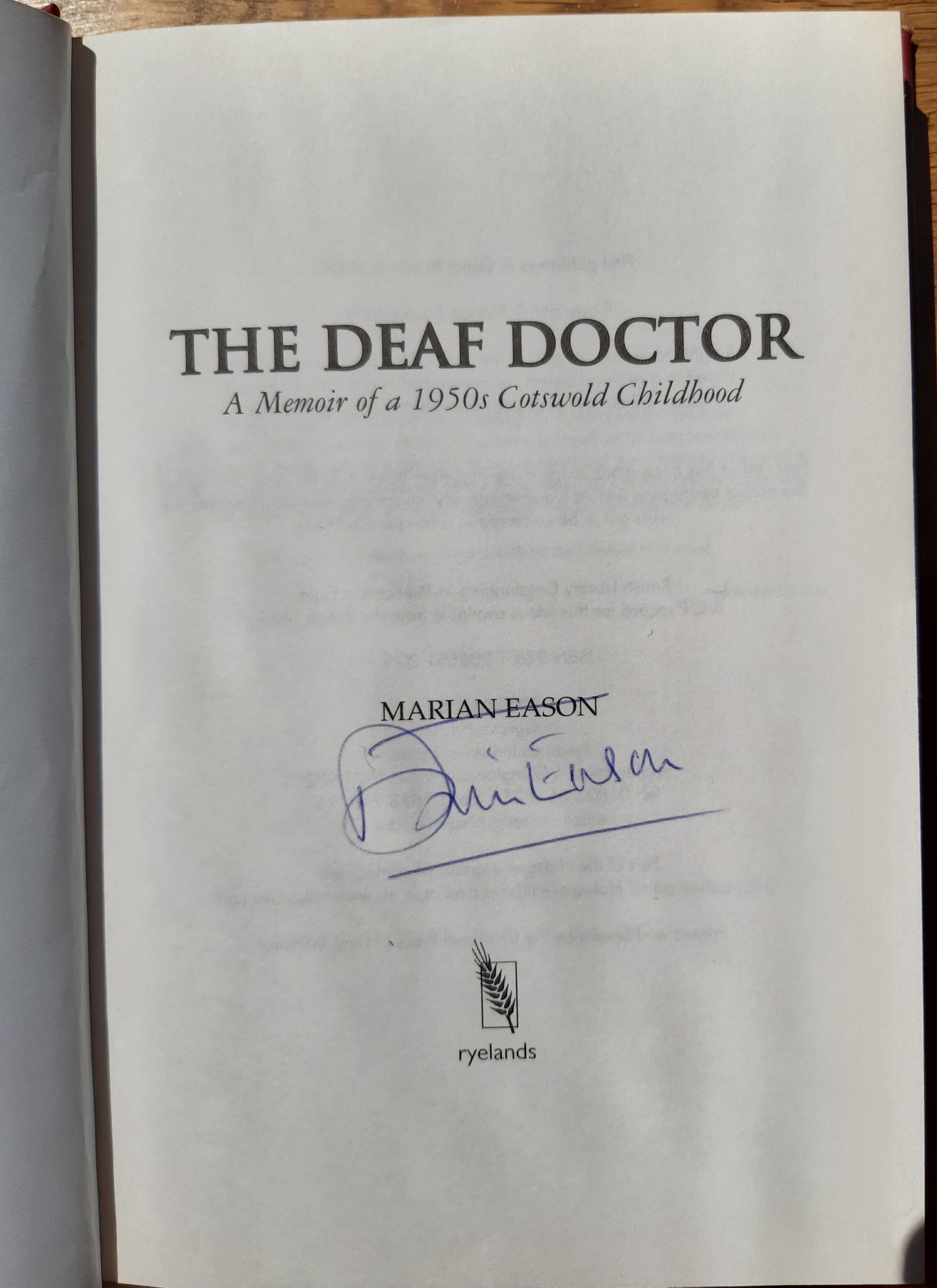 The Deaf Doctor - A Memoir of a 1950s Cotswold Childhood (Signed by the ...