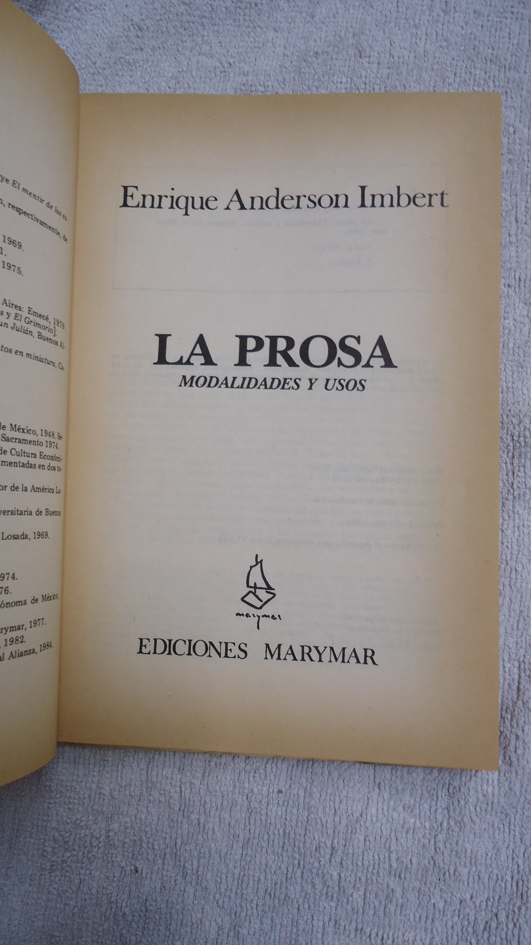 LA PROSA MODALIDADES Y USO by ANDERSON IMBERT, Enrique | Ernesto Julián ...