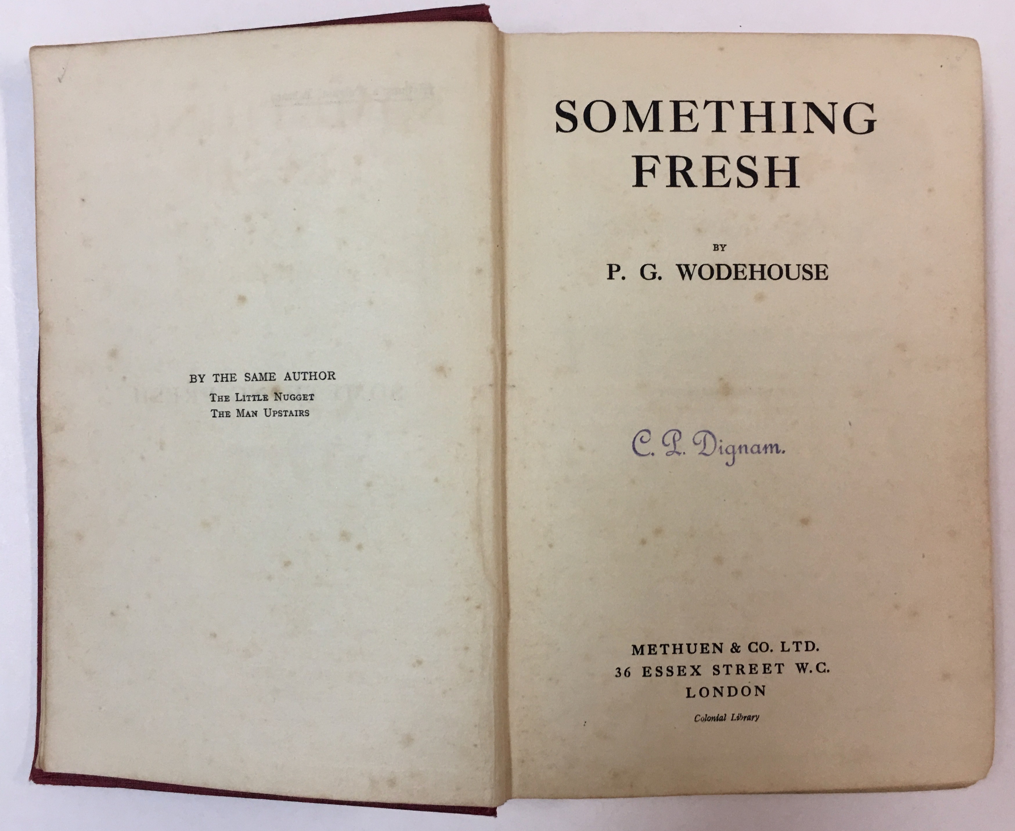 Something Fresh by P. G. Wodehouse: Good Hardcover (1915) 1st Edition ...