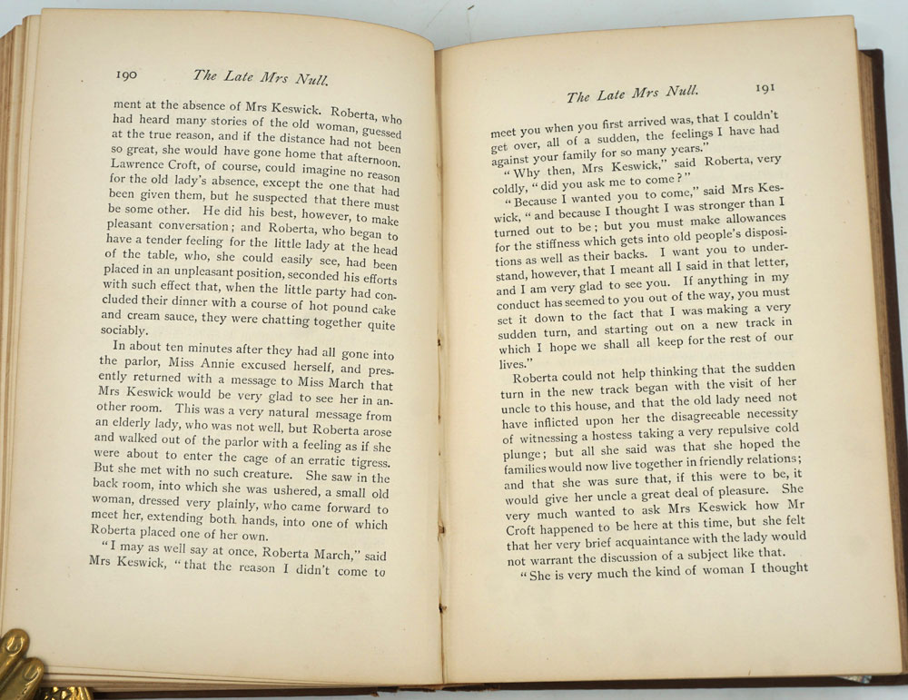 The Late Mrs. Null by Stockton, Frank R.: Hardcover (1886) First ...