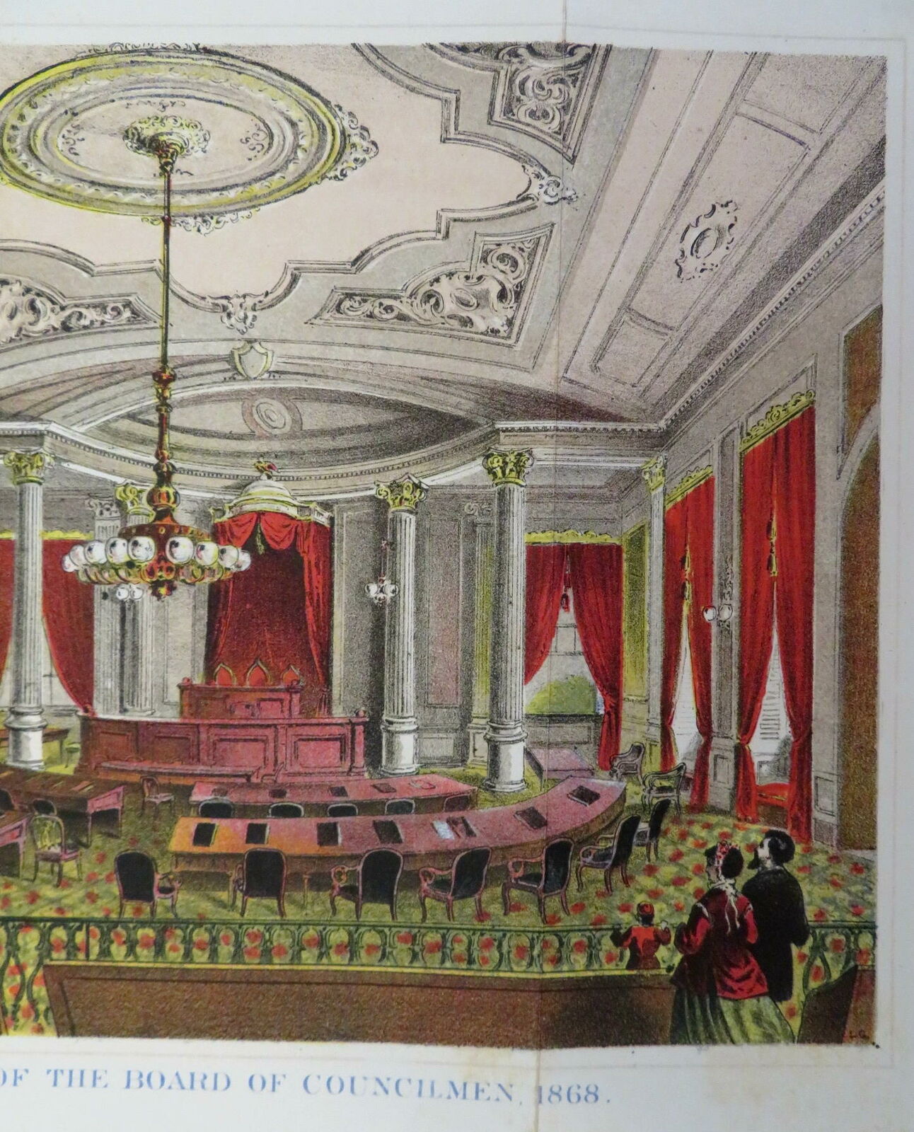 Councilmen Board Chamber City Government 1868 New York city color view ...